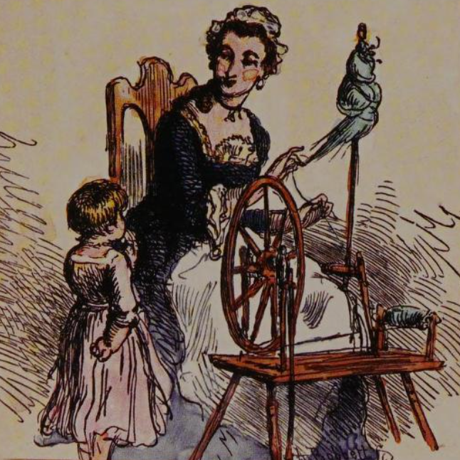 women homespun clothes kitchen spinning wheel – Revolutionary War Journal